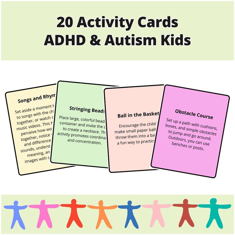 20 Printable Activity Cards | ADHD and Autism Kids | Special Education ...