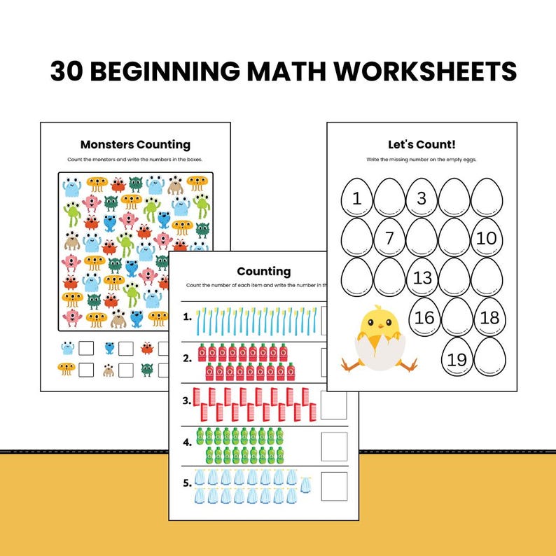 Printable Preschool Math Worksheets – 30 Beginning Math Activities ...
