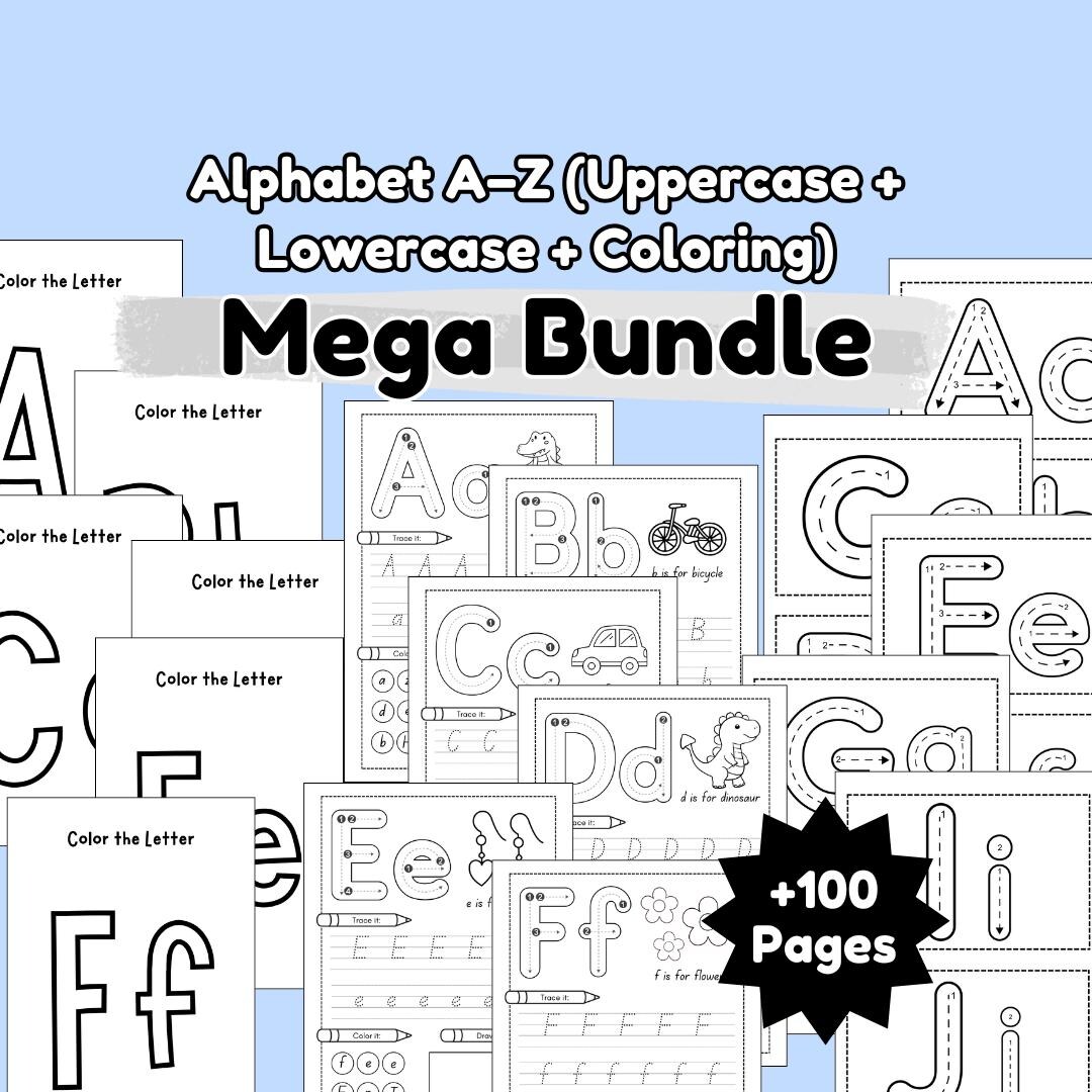 Alphabet A-Z Mega Bundle | Uppercase + Lowercase Tracing + Alphabet ...