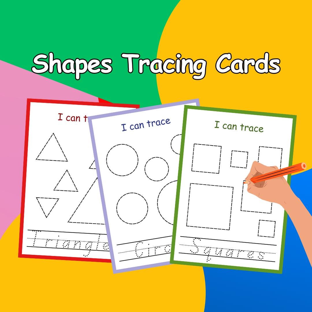 Shape Tracing Cards for Preschoolers | Montessori Printable Flashcards ...