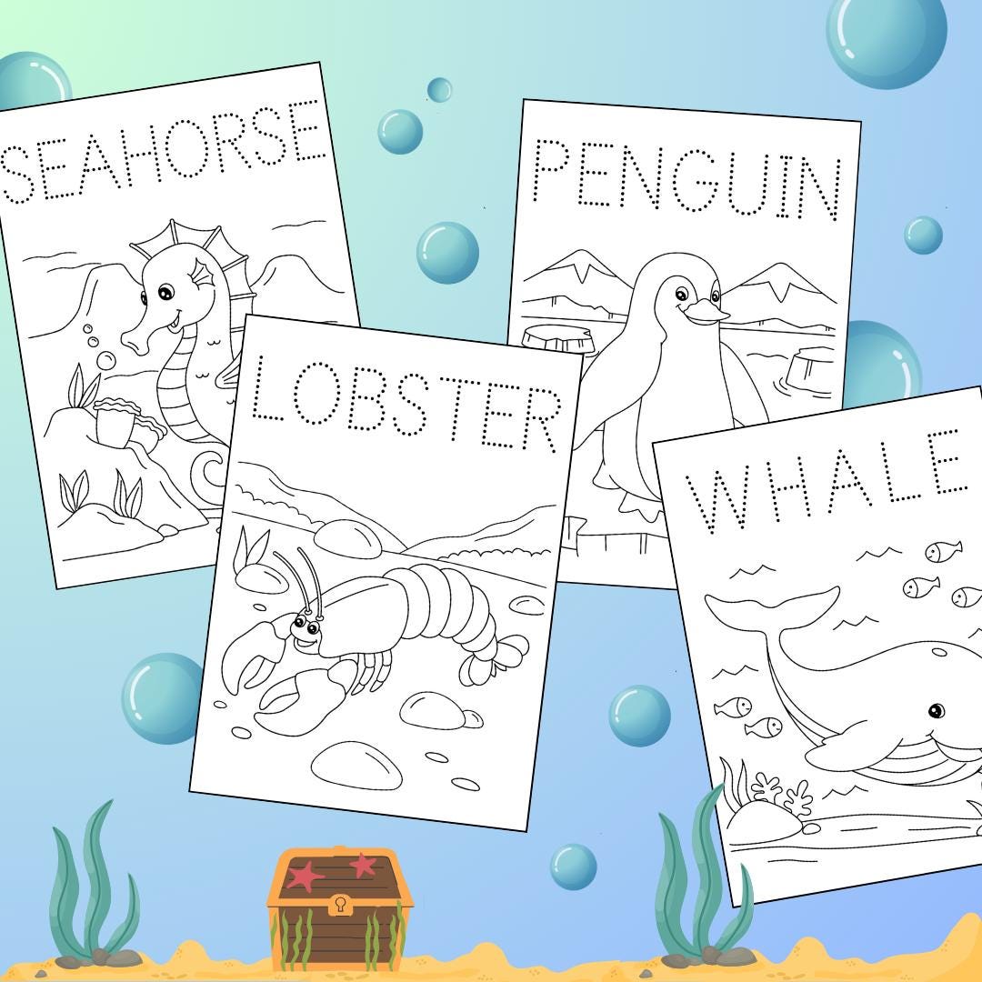 20 Sea Animals Coloring Pages, Coloring Pages for Kids, Educational ...