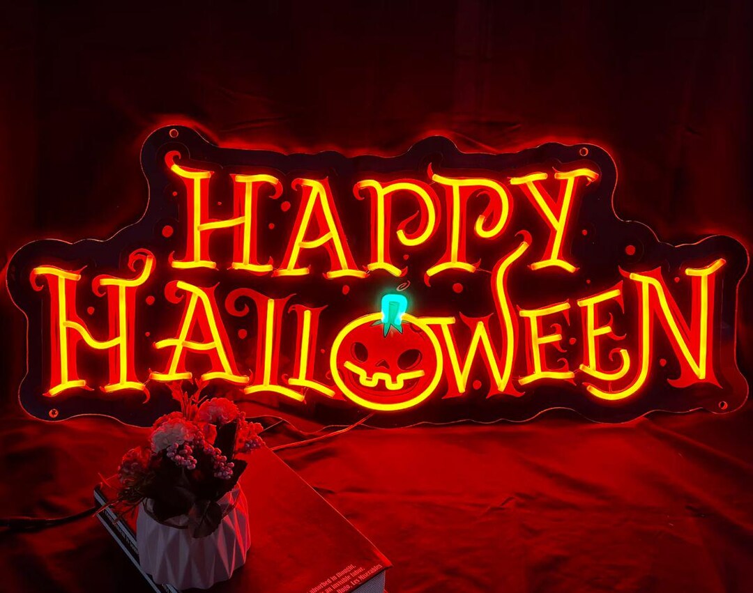 Custom Halloween LED Neon Sign, Spooky Party Decor - Etsy
