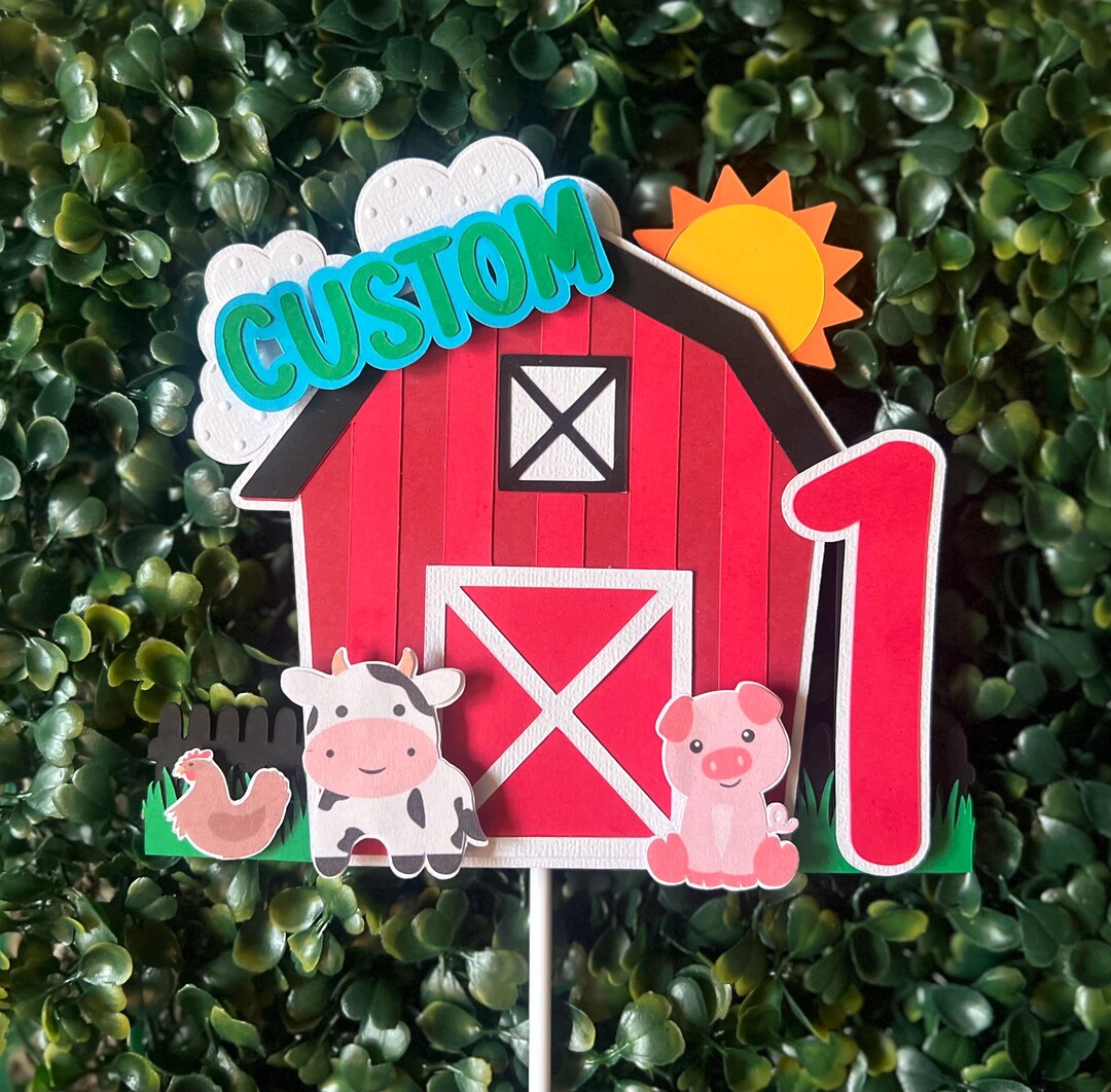 Custom Farm Theme Cake Topper - Personalized Birthday - Etsy
