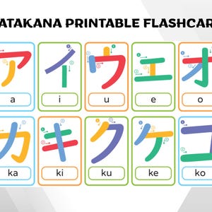 Katakana Printable Flashcard With Stroke Order - Etsy