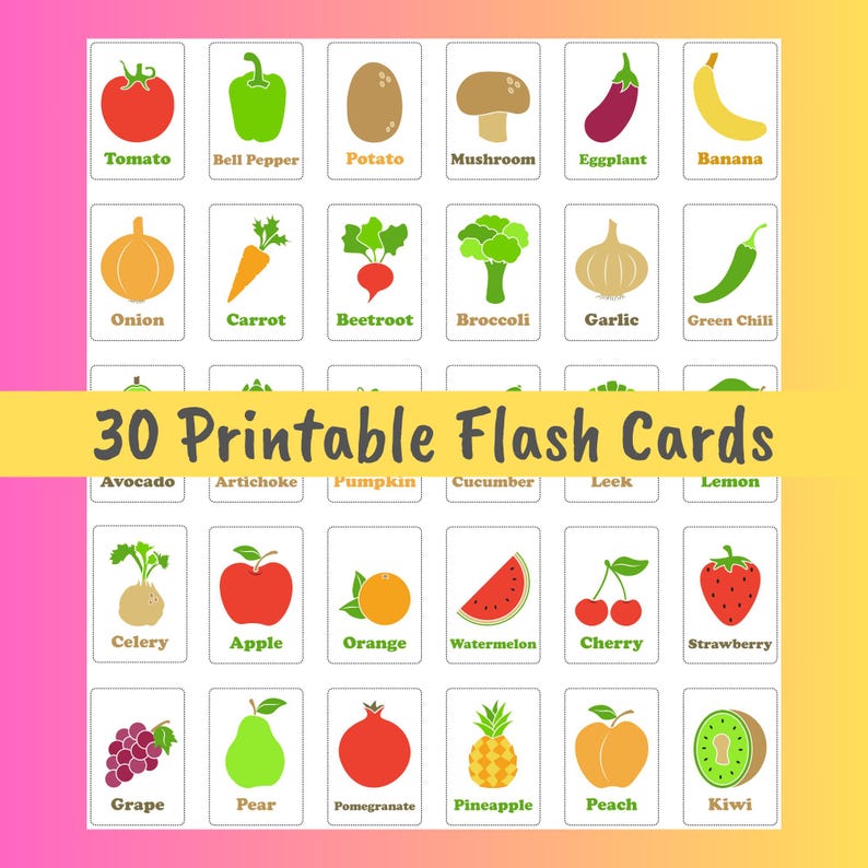 30 Printable Coloring Pages and 30 Printable Flashcards for Kids ...