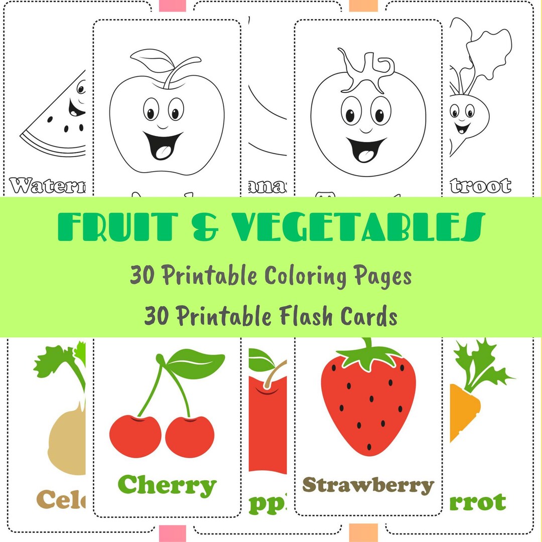 30 Printable Coloring Pages and 30 Printable Flashcards for Kids ...