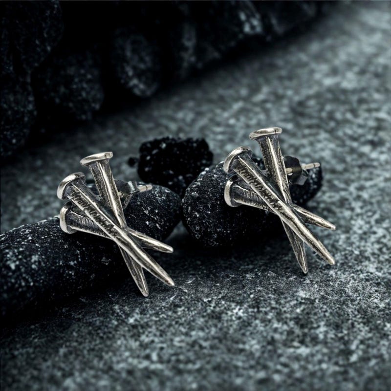 Nail Earrings - Etsy