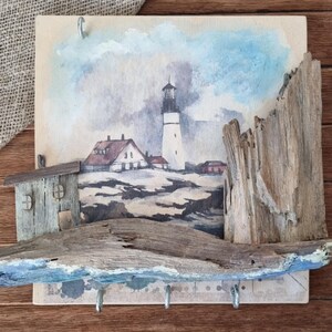 Seaside Wooden Key Holder. Nautical Key Rack With Driftwood and ...