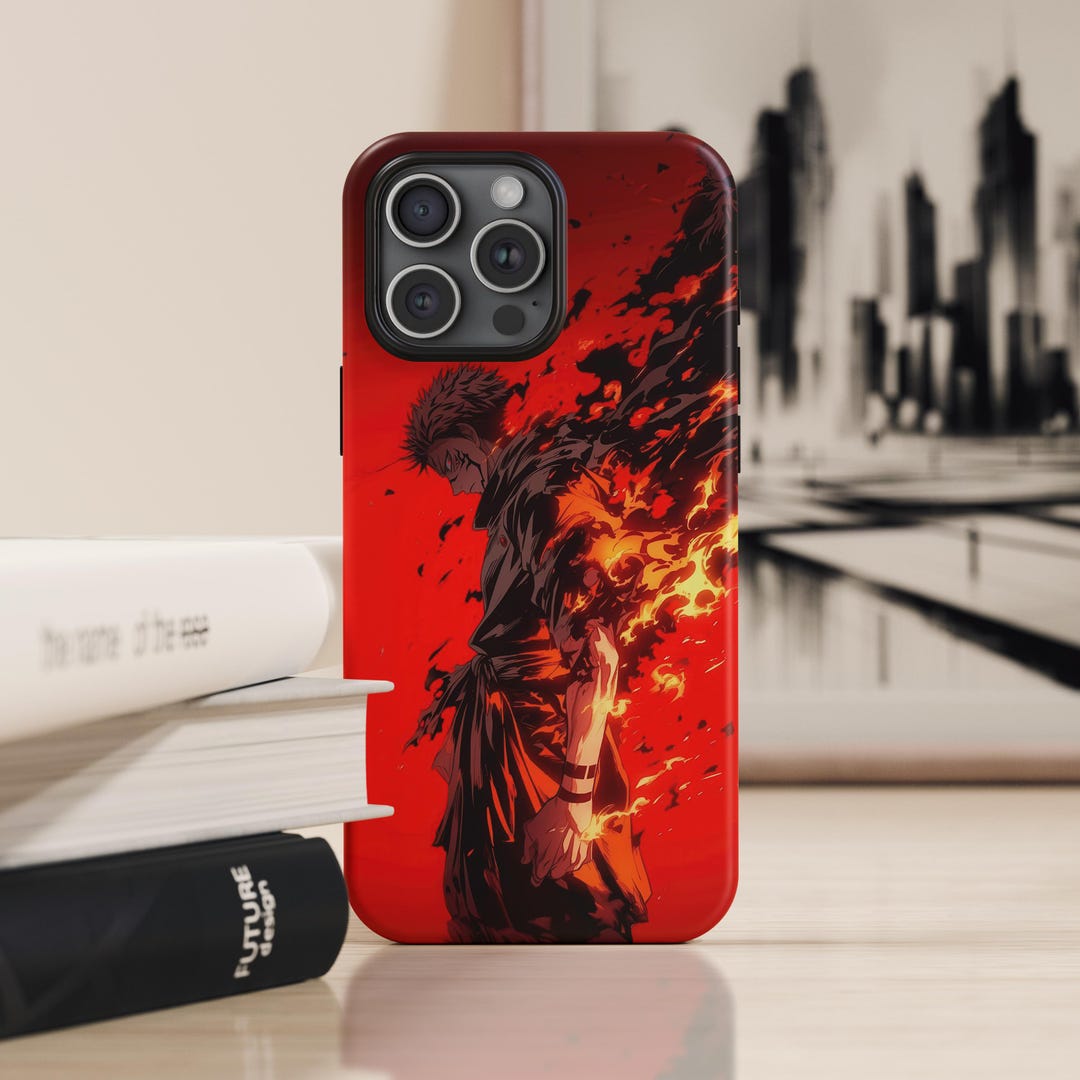 Sukuna Anime Phone Case: Jujutsu Kaisen Red Flame Cover, Tough, Slim or ...