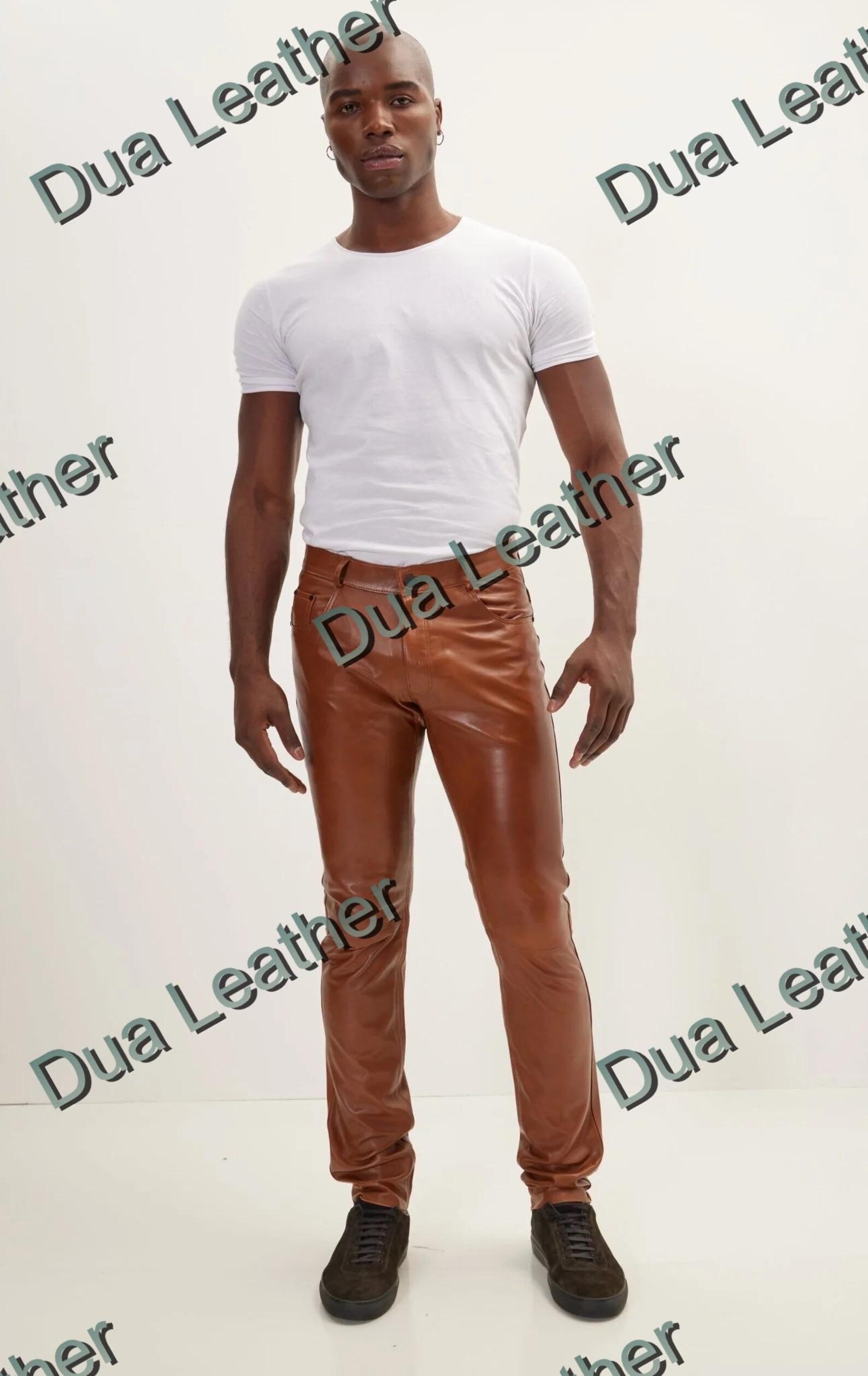 Retro Tan Brown Leather Pants / Caramel Brown Trousers / Real Leather ...