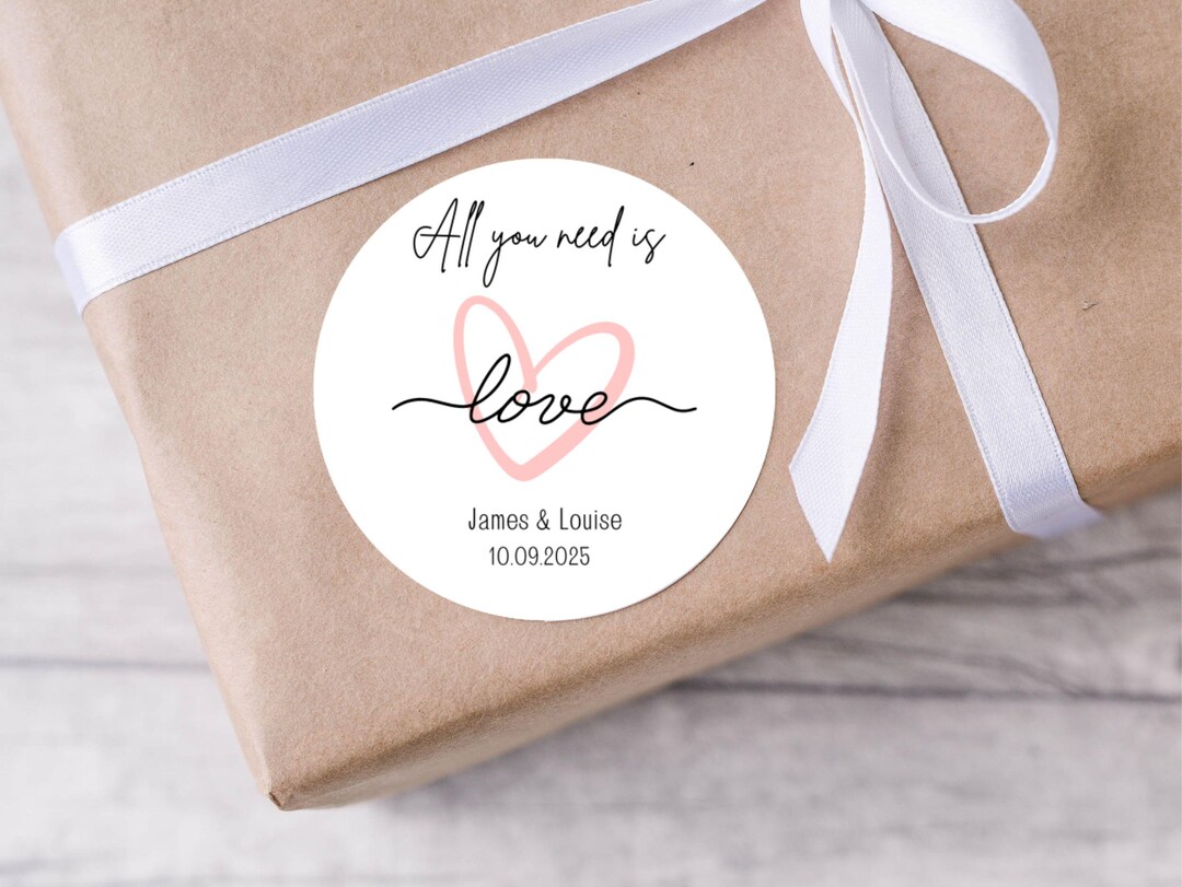 24 Personalised Wedding Sticker, All You Need is Love, Favour Labels ...