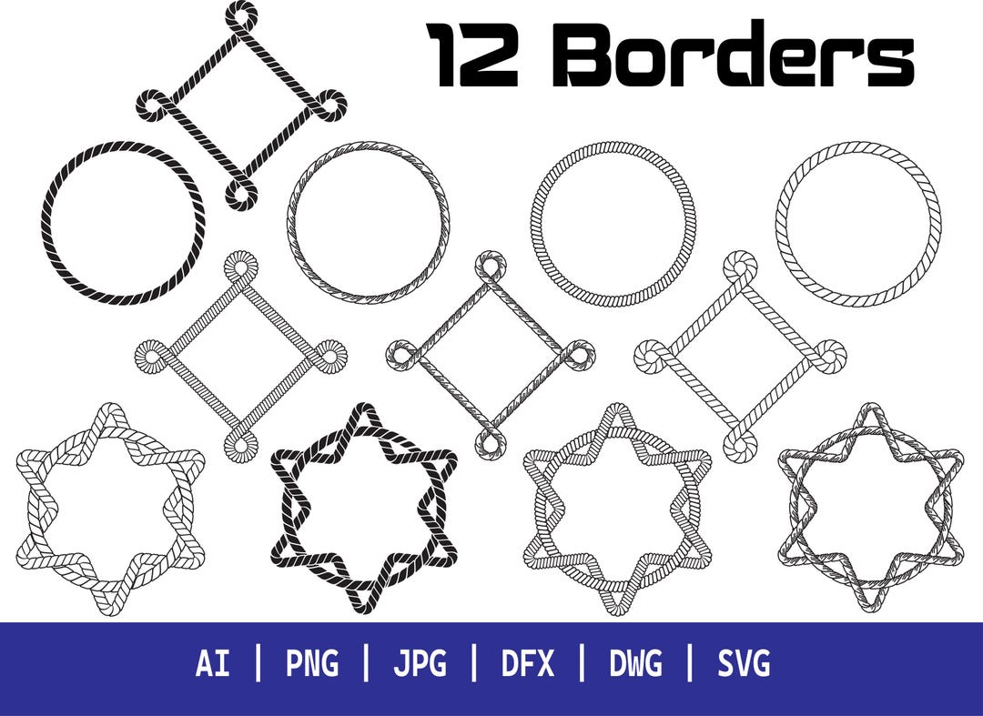 Rope Circle Frame Svg Png, Rope Border Svg, Nautical Monogram, Clipart ...