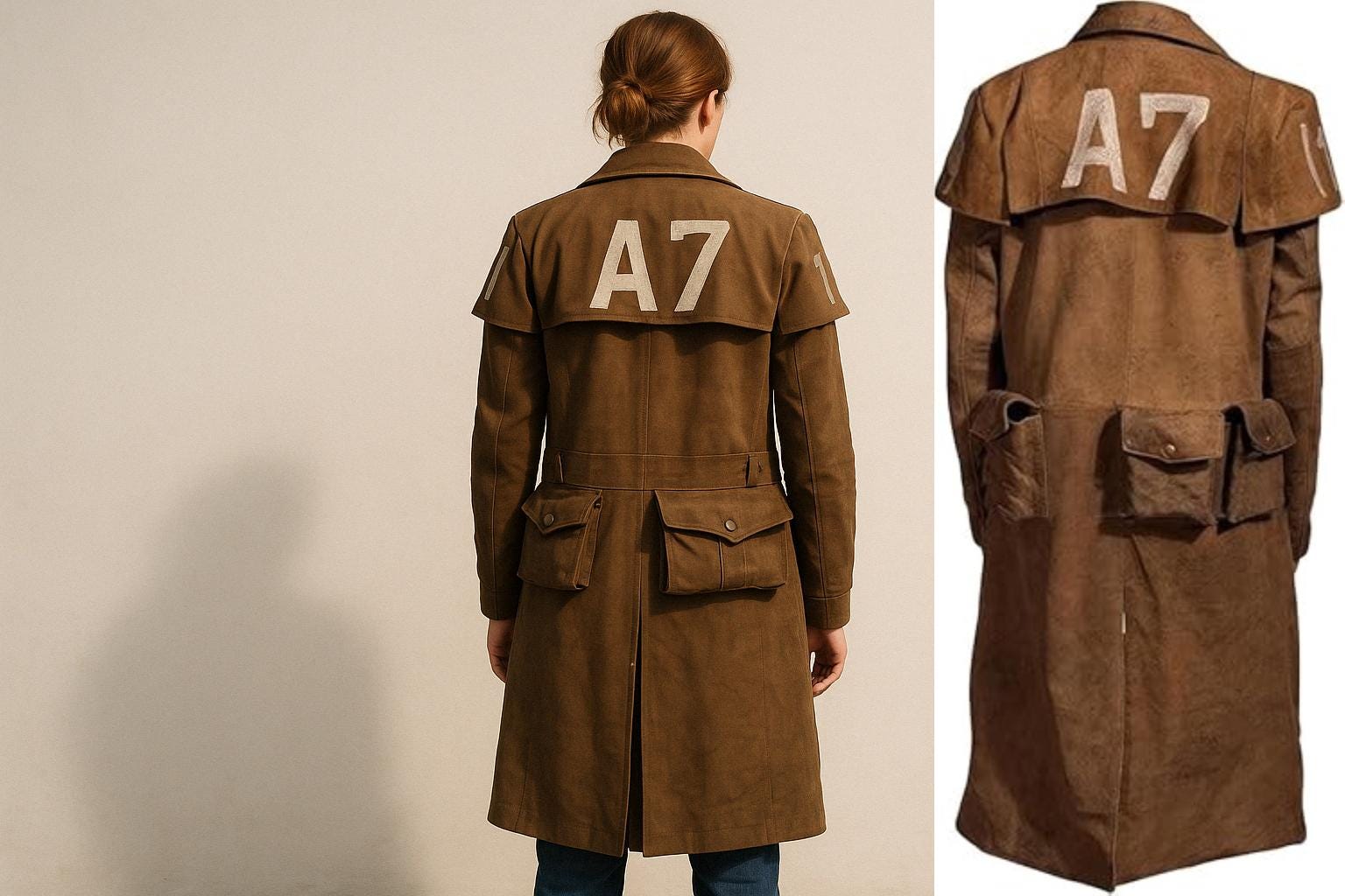 Men’s Brown Suede Trench Coat – Inspired NCR Veteran Ranger Armor ...