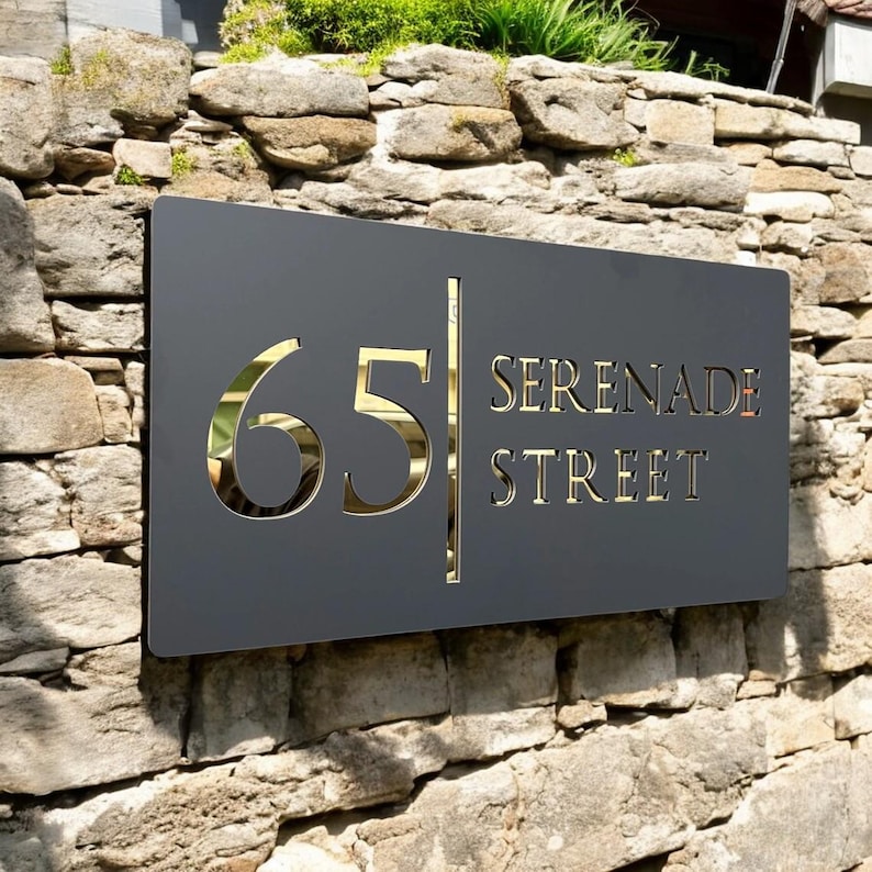 Custom Outdoor House Number Sign, Matte Acrylic Plaque With 3D Laser ...