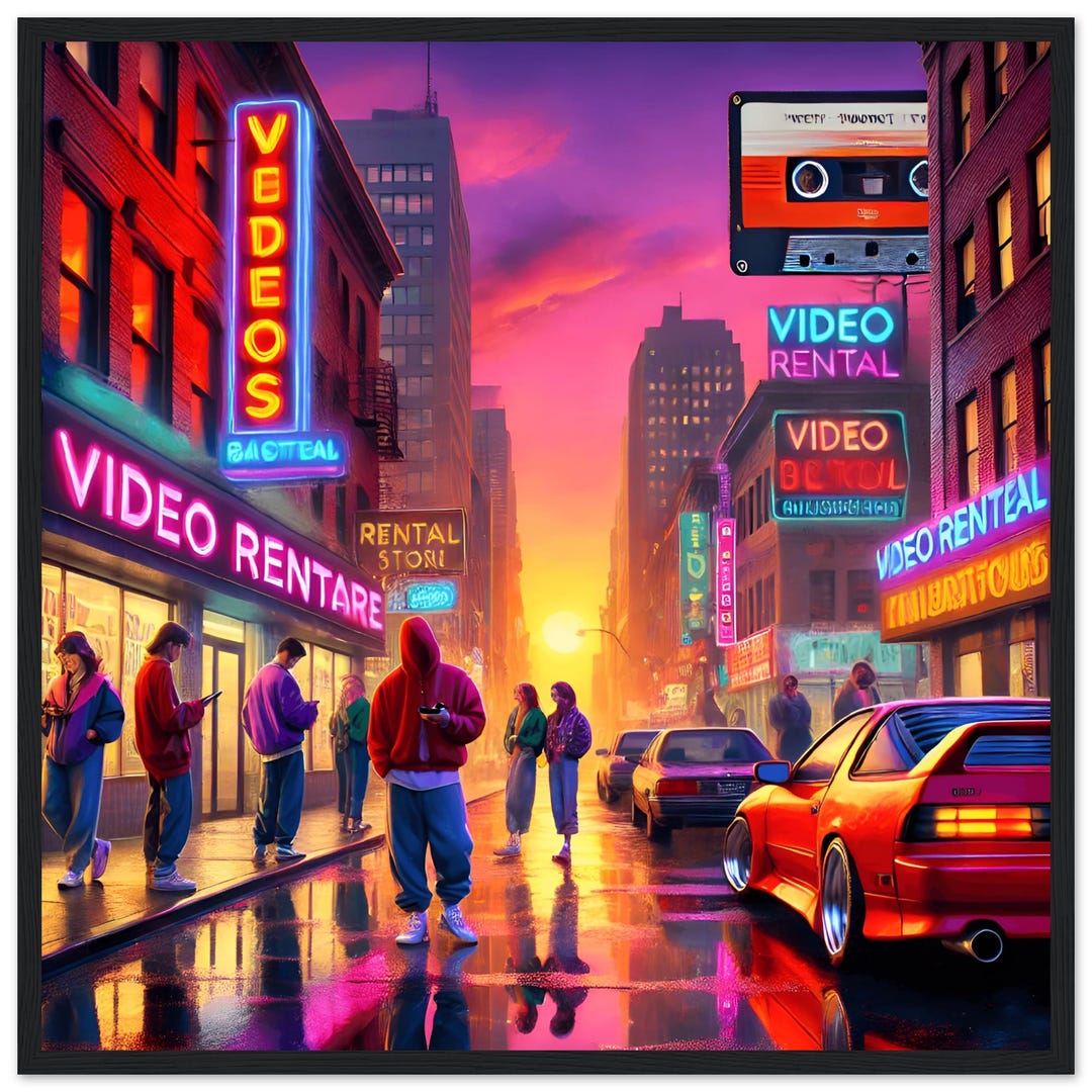 1990s City Nostalgia – Retro Urban Sunset Scene (50x50 Cm / 20x20″) - Etsy