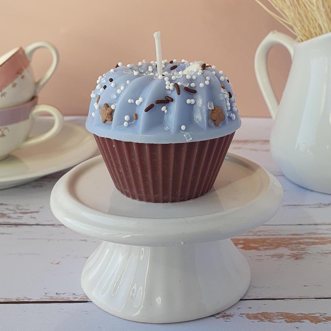Blue Cupcake Candle in Soy Wax, Gourmet Candle, Artisanal Candle ...
