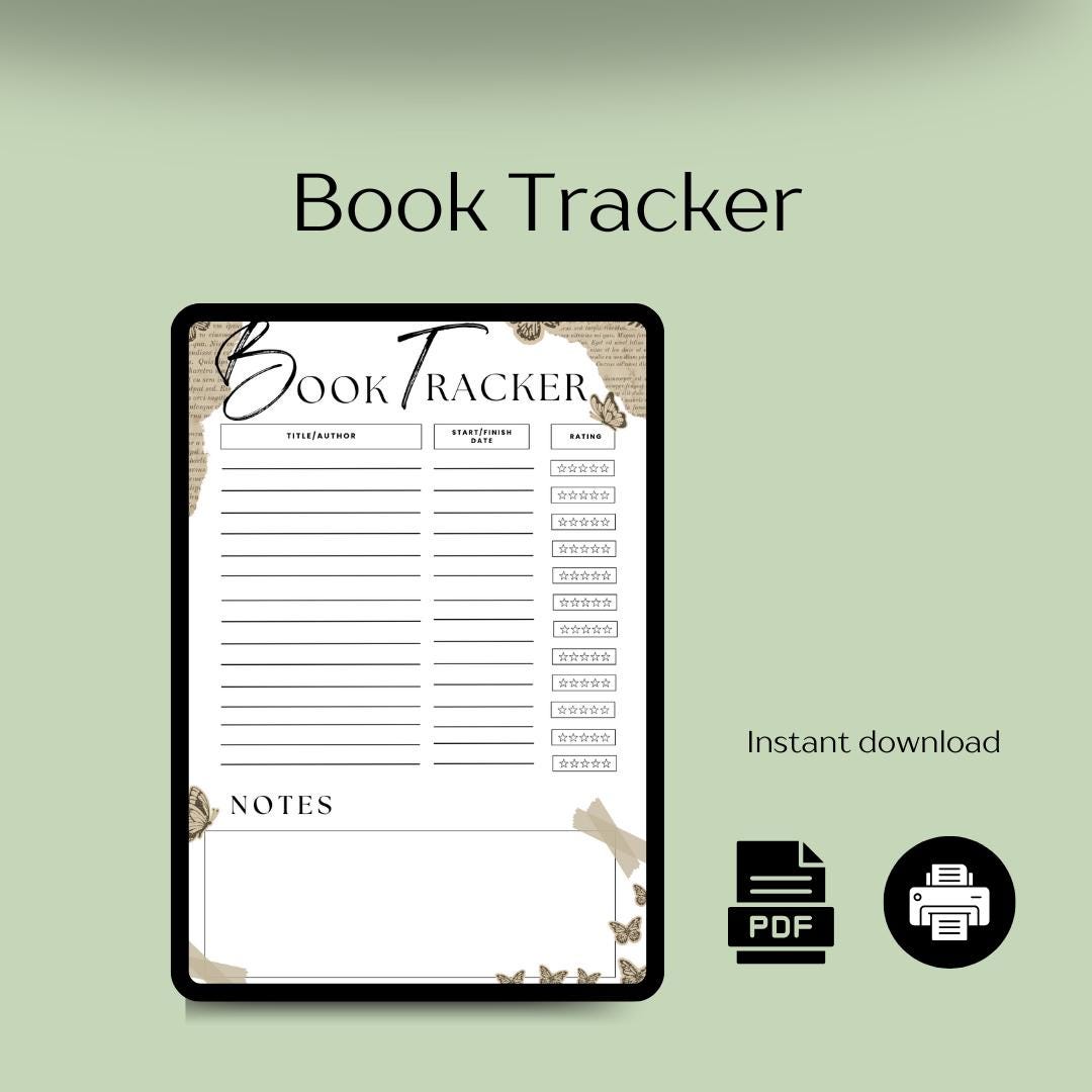 Digital Book Tracker - Reading Log - Library Planner - Book List ...