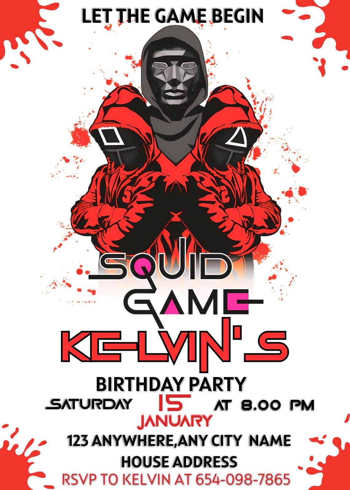Squid Game Birthday Party Invitation Template | Squid Game Theme ...