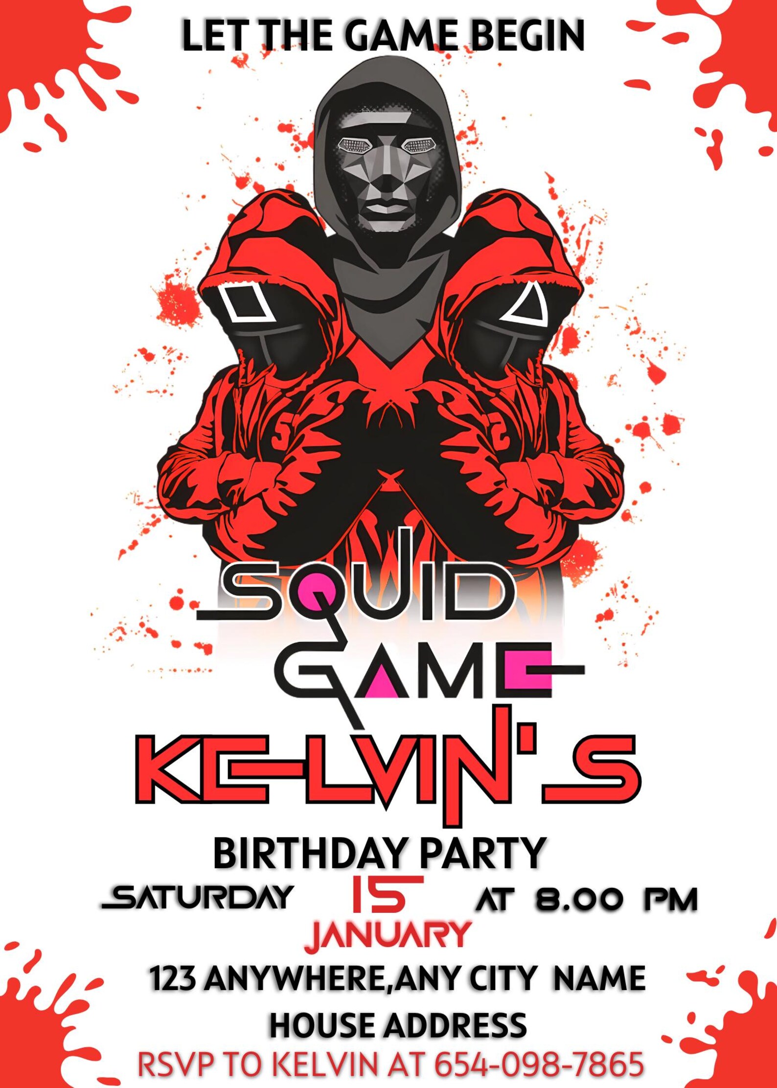Squid Game Birthday Party Invitation Template | Squid Game Theme ...