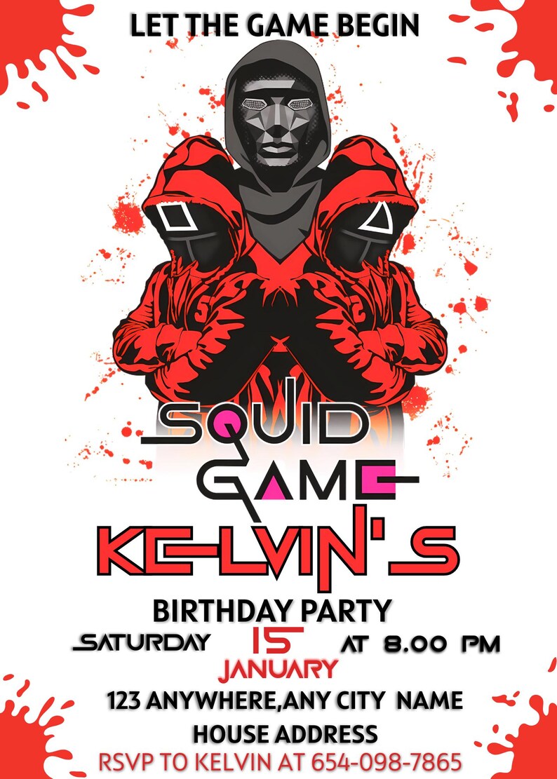 Squid Game Birthday Party Invitation Template | Squid Game Theme ...