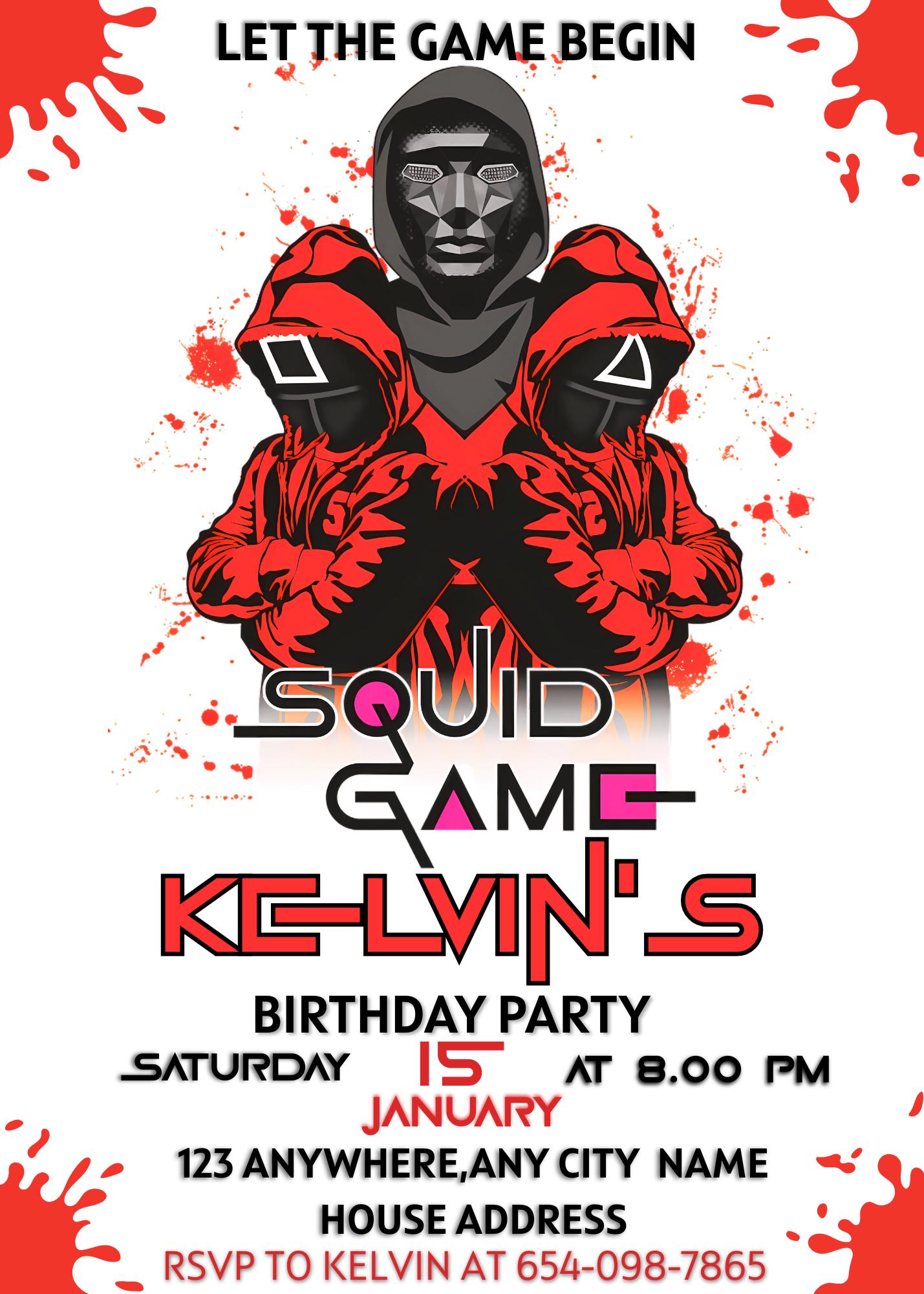 Squid Game Birthday Party Invitation Template | Squid Game Theme ...