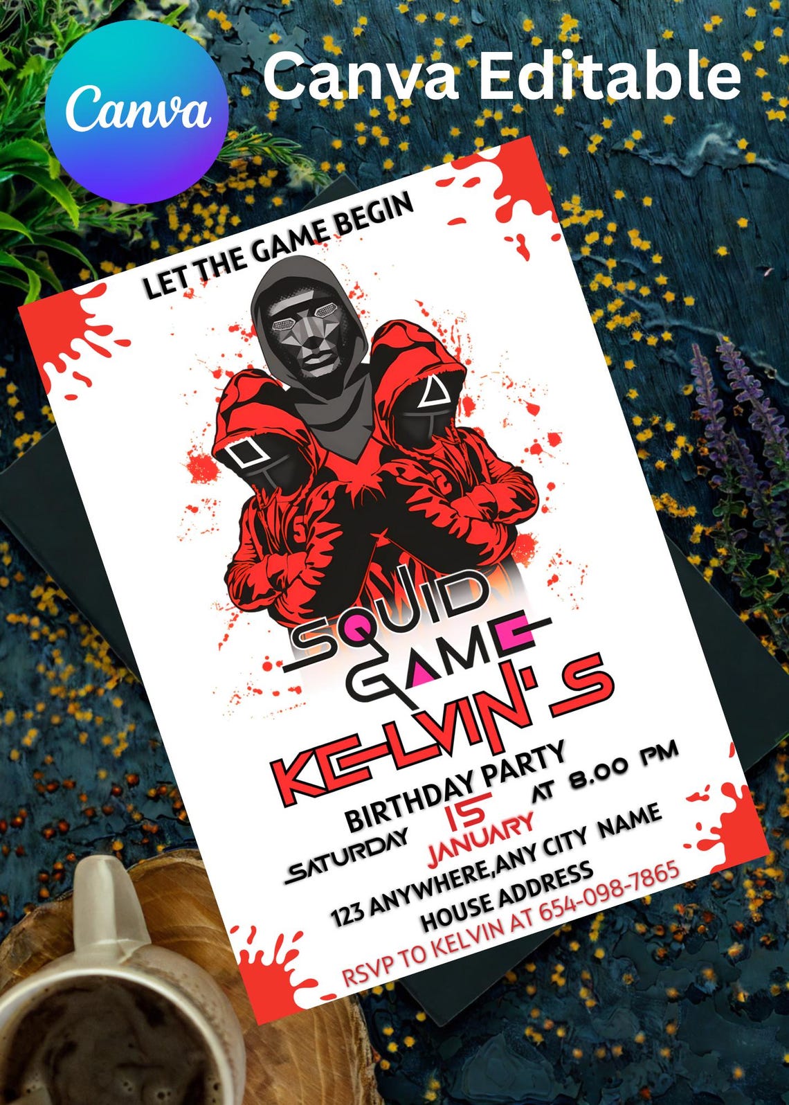 Squid Game Birthday Party Invitation Template | Squid Game Theme ...