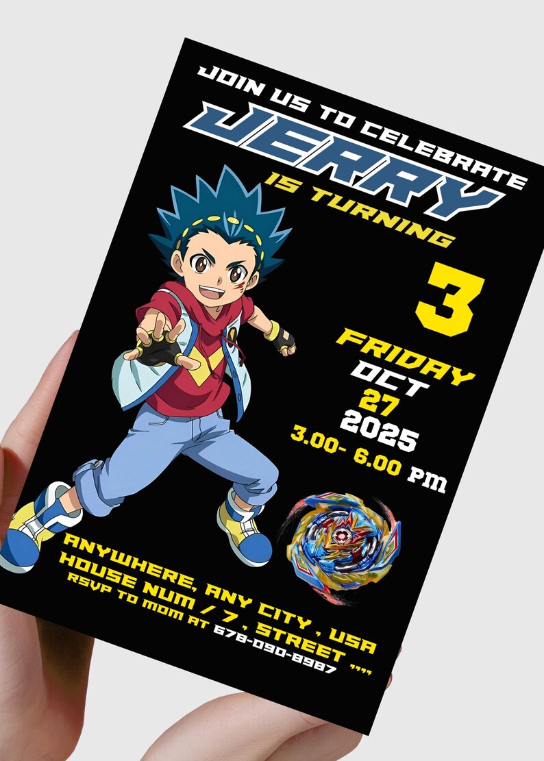 Beyblade Birthday Invitation | Editable Beyblade Party Invite | Digital ...