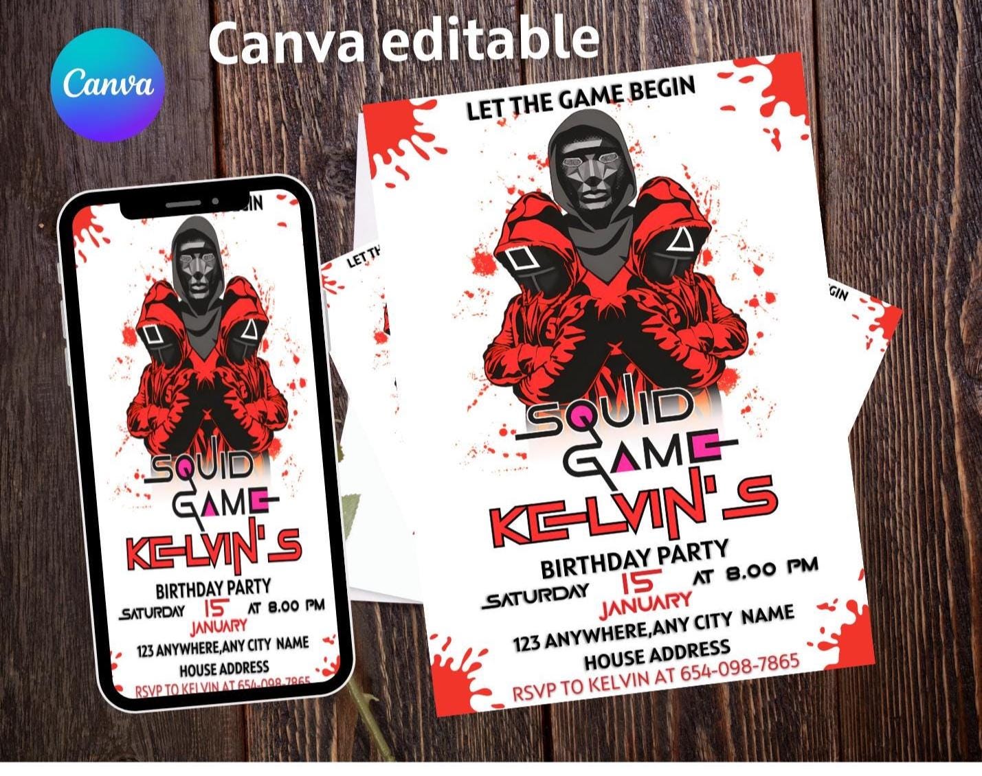 Squid Game Birthday Party Invitation Template | Squid Game Theme ...