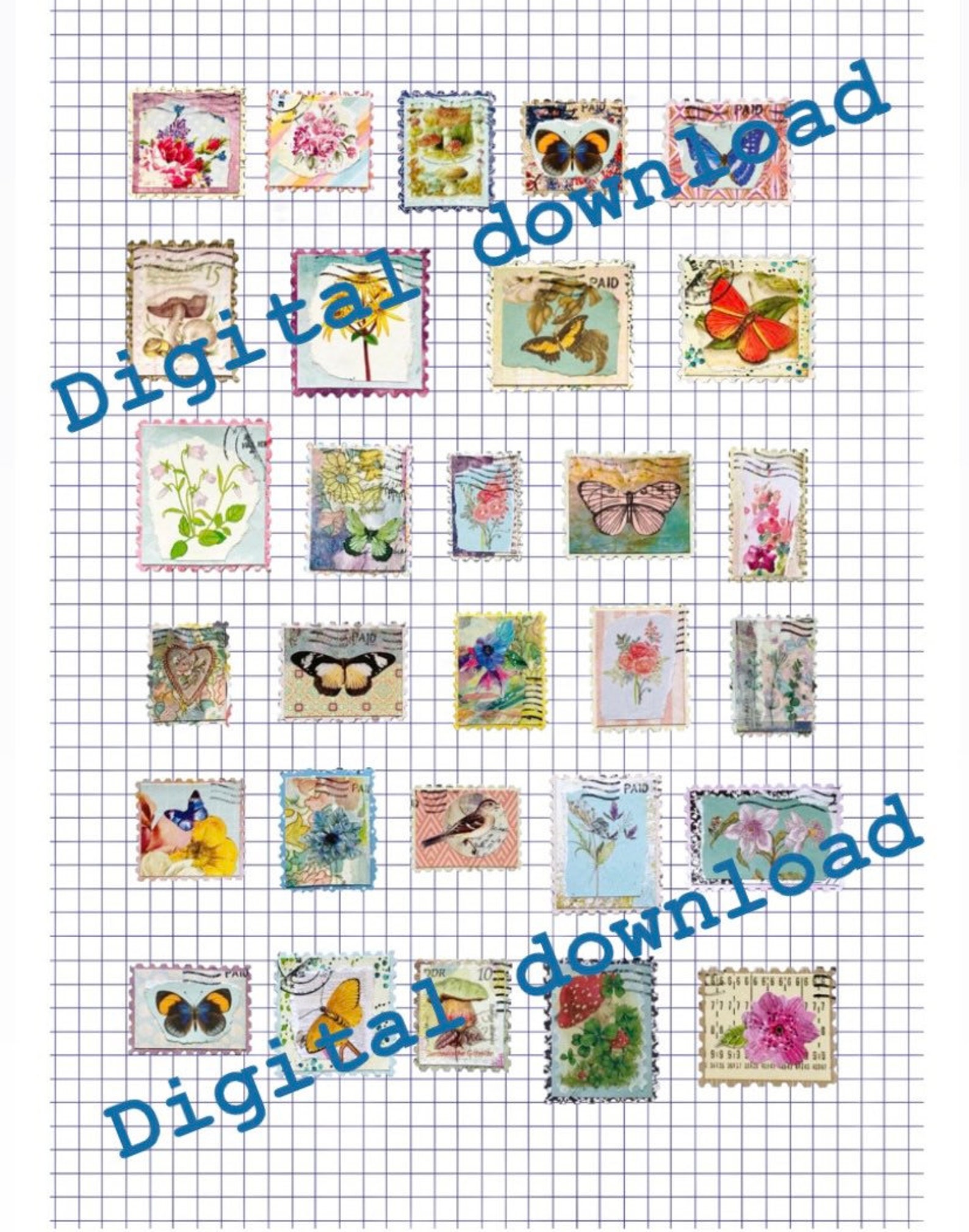 Digital Download Art Stamps Collage Fodder Mixed Media - Etsy