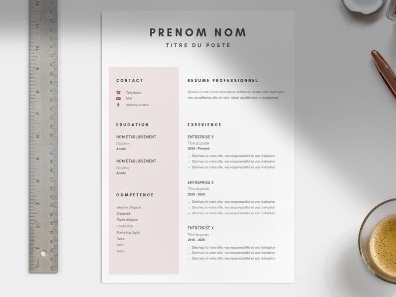 Professional CV Template | Modern & Clean CV Template | Editable Word and Canva | Ideal for Job ...