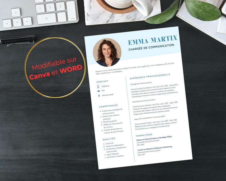 Professional CV Template Modern & Clean CV Template Editable Word Canva Ideal for Job Search ...