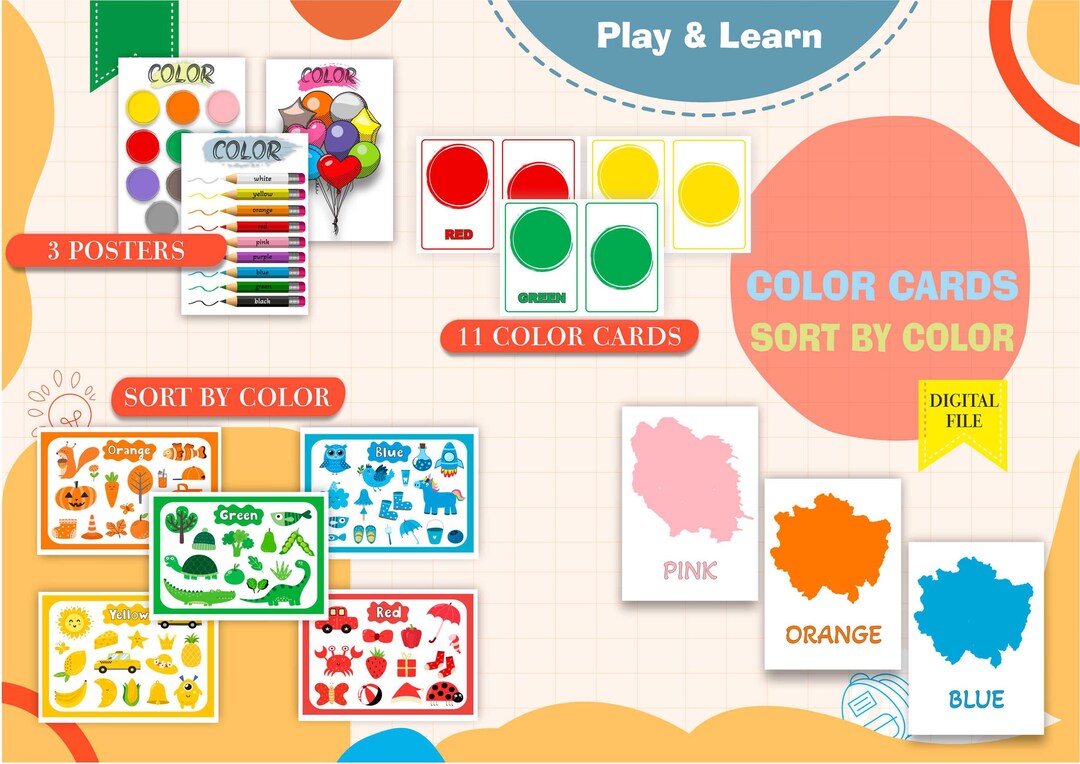 Color Flashcards, Color Matching Cards, Flashcards, Montessori, Color ...