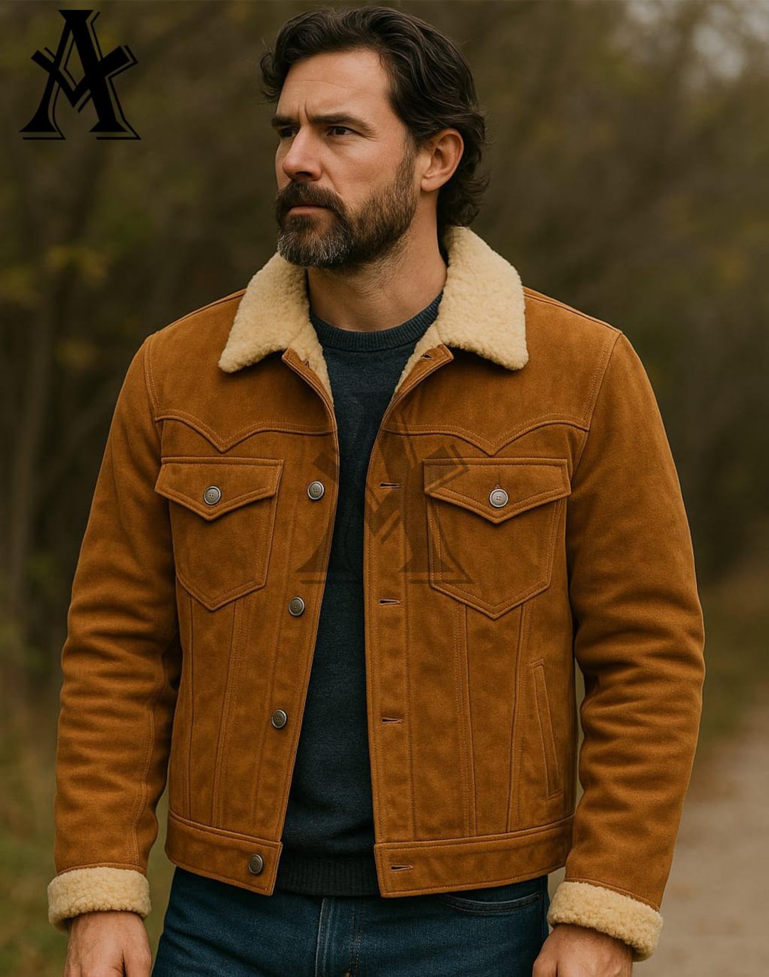 Men's Vintage Western Suede Jacket | Faux Shearling Collar - Etsy