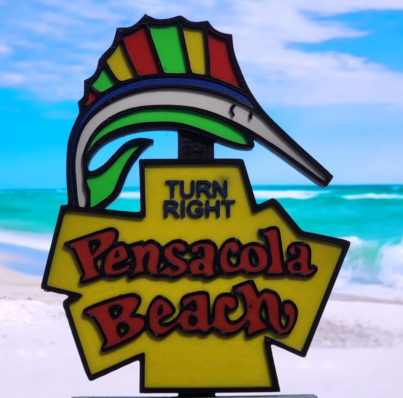 Pensacola Beach Sign, 3D Printed, 10 Inch Desktop Decoration - Etsy