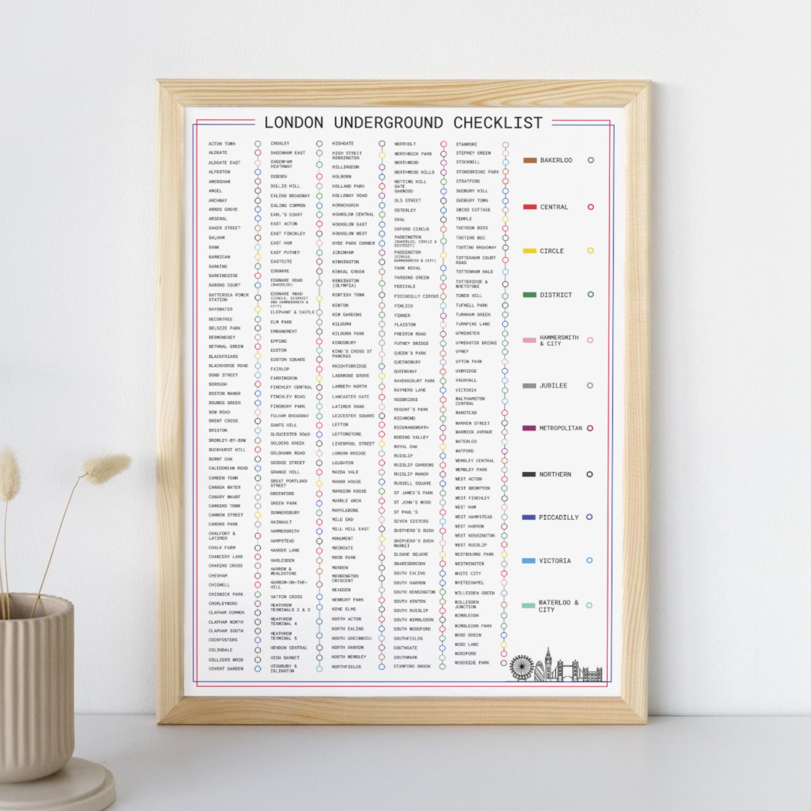 A3 London Underground Poster Inc. Pen & Stickers | 272 Stations ...