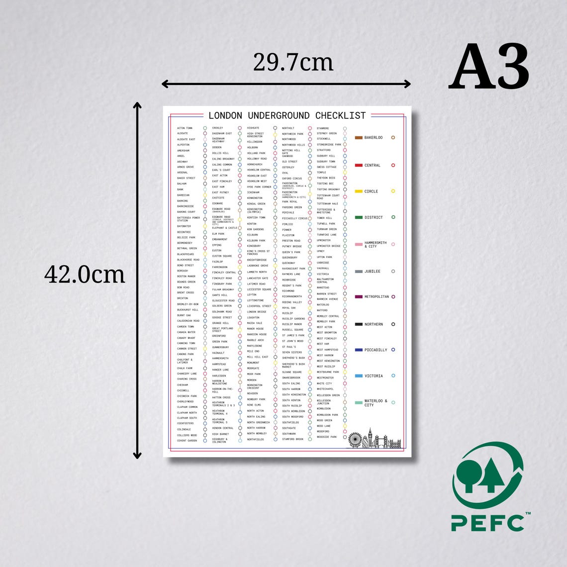 A3 London Underground Poster Inc. Pen & Stickers | 272 Stations ...