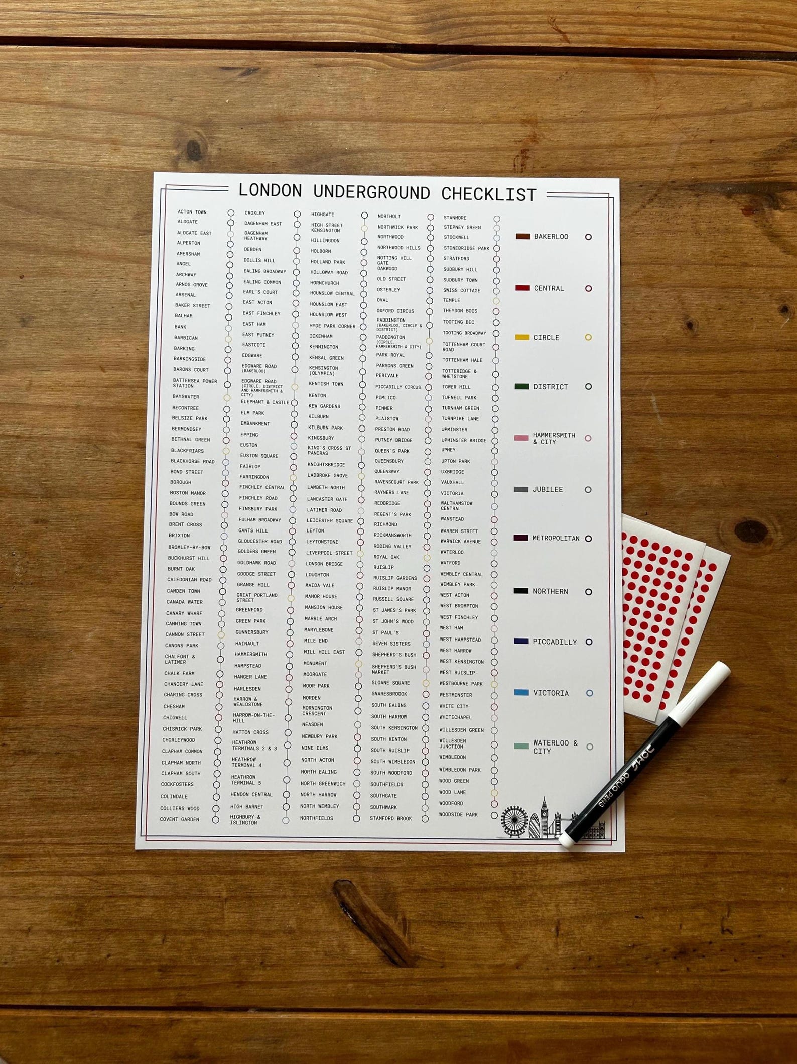 A3 London Underground Poster Inc. Pen & Stickers | 272 Stations ...