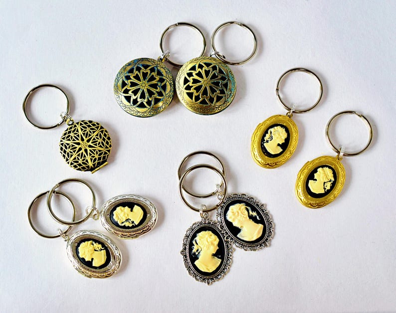 Vintage Style Locket Keychain: Antique Brass Heart Cutout Charm Patina ...