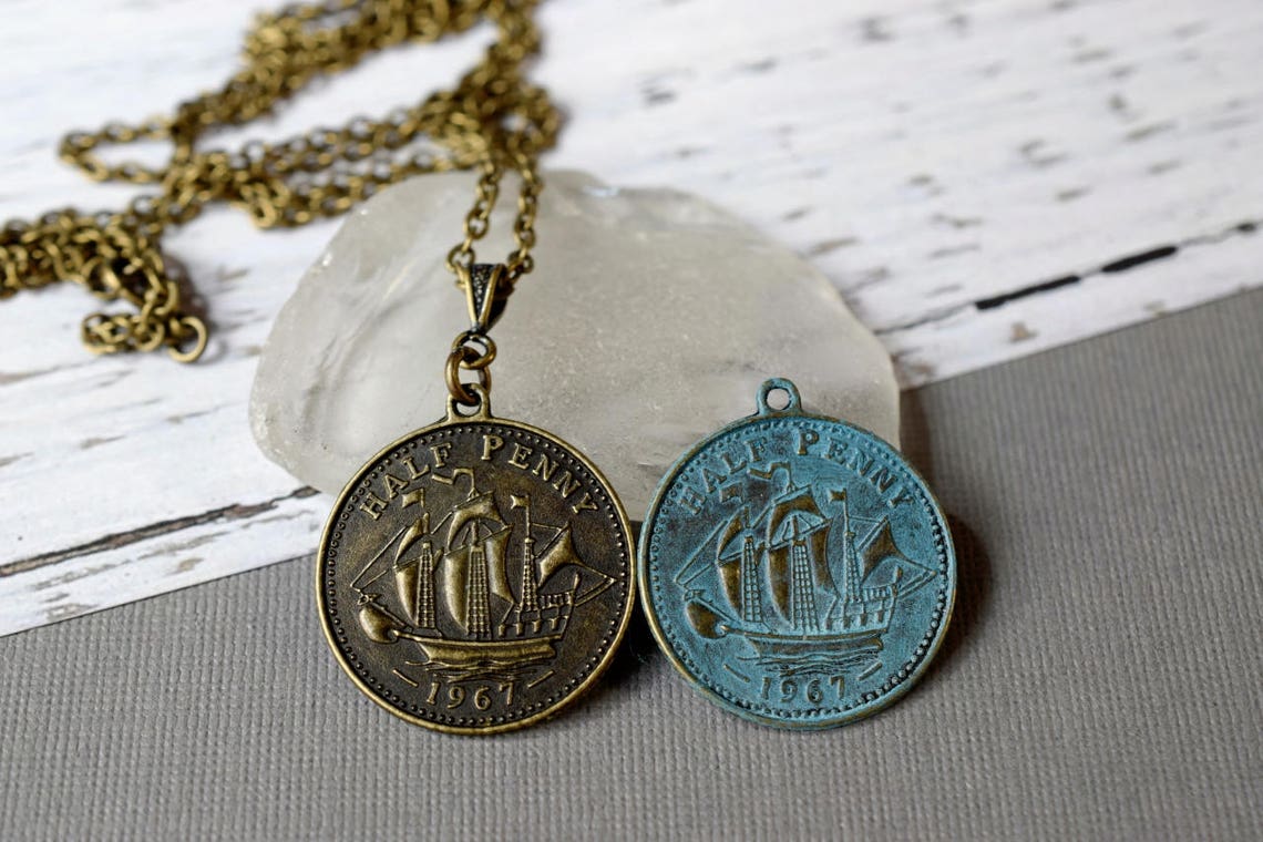 Nautical Sailing Ship Necklace Replica Coin Necklace | Etsy