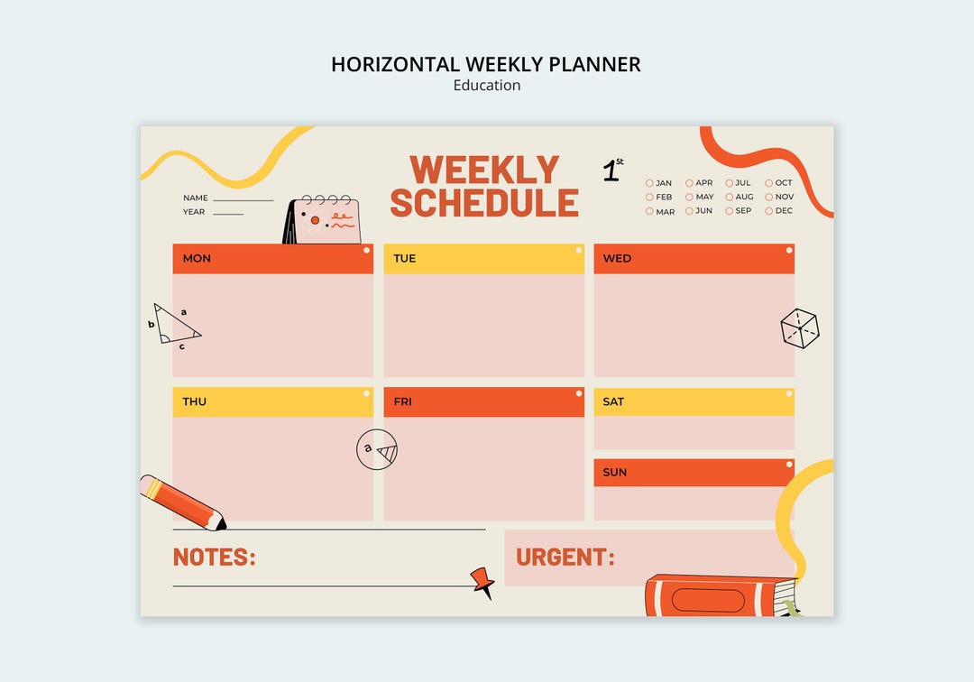 Printable Weekly Schedule | Student Planner | School Timetable Template ...
