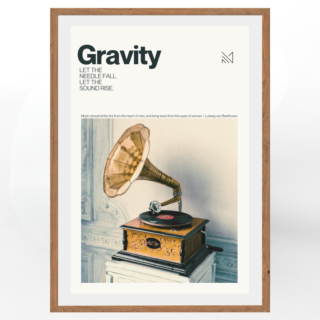 Vintage Gramophone Art, Vinyl Record Wall Decor, Retro Music Print ...