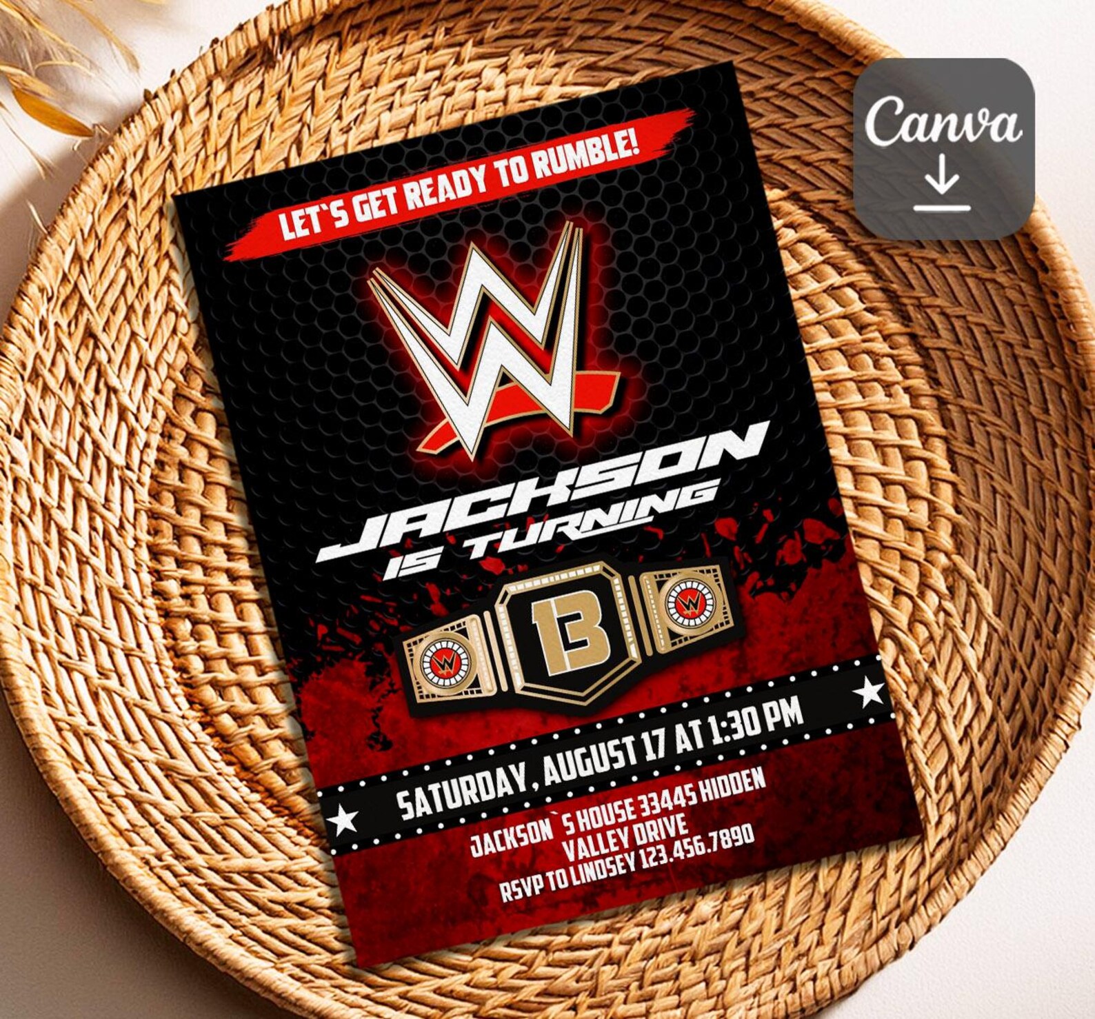 Wrestling Birthday Invitation, Boy Birthday Invite, Fighting Invitation ...