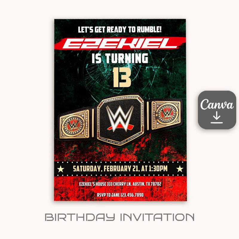 Wwe Birthday Invitations - Etsy