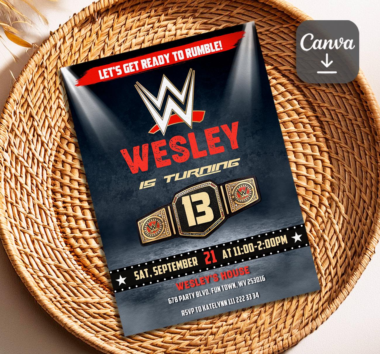 Wrestling Birthday Invitation, Boy Birthday Invite, Fighting Invitation ...