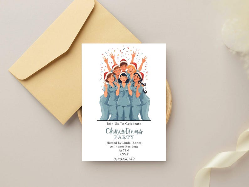 Nurses Christmas Party Invitation | Editable Holiday Invite (digital ...