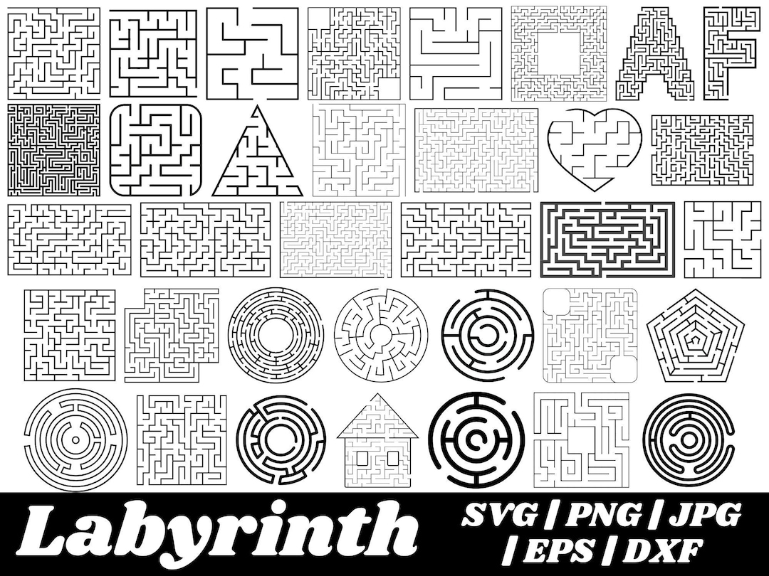 Labyrinth SVG Bundle,maze Svg Files for Cricut,labyrinth Monogram ...