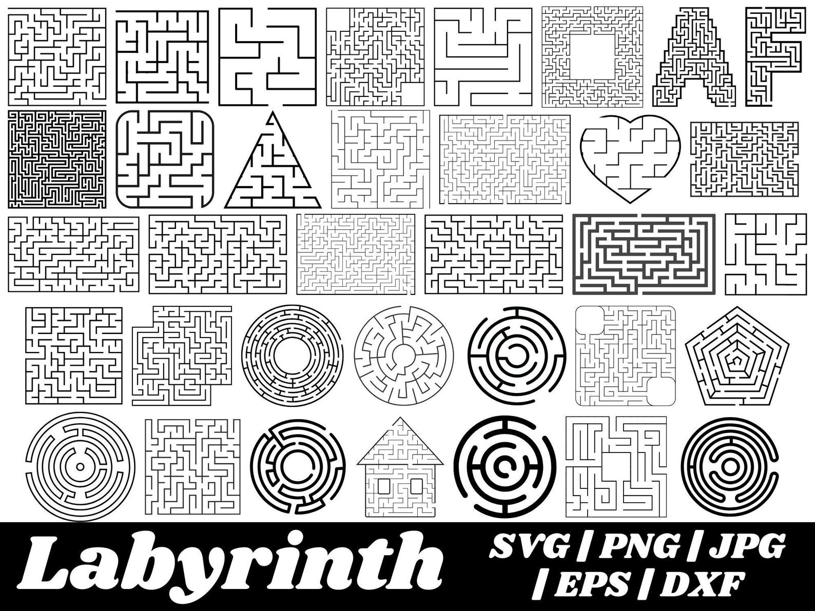 Labyrinth SVG Bundle,maze Svg Files for Cricut,labyrinth Monogram ...