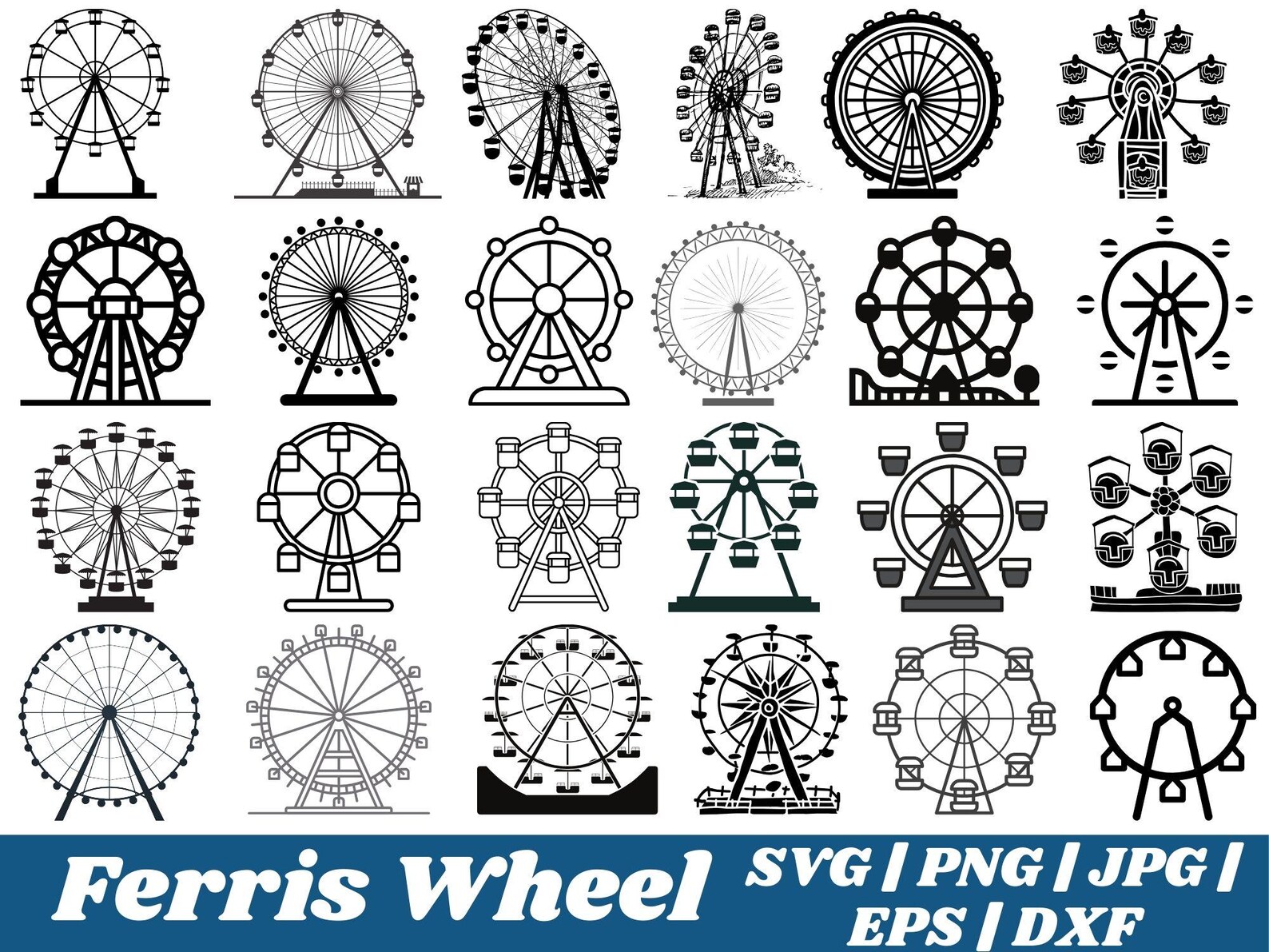 Ferris Wheel SVG Bundle, Ferris Wheel Dxf, Ferris Wheel Png, Ferris ...