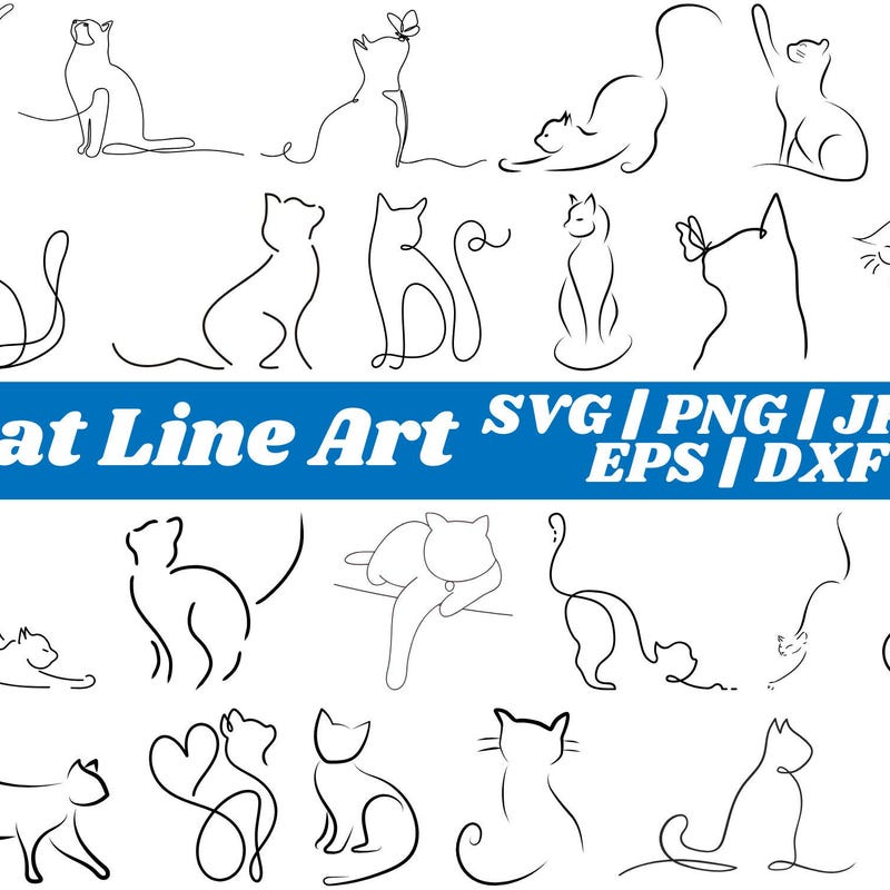 Minimalist Cat Line Art Png - Etsy