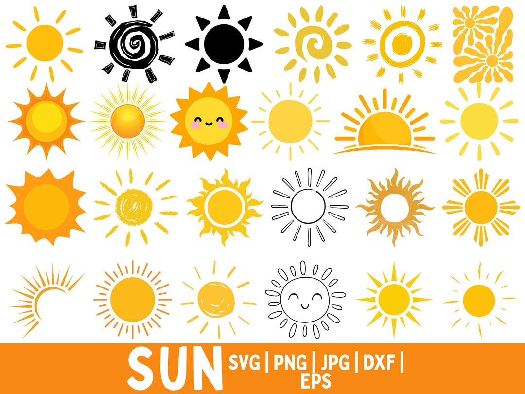 Sun SVG, Sun Cut File, Sun Clipart, Sunshine Svg, Summer Svg, Digital ...